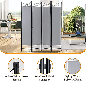 Room Divider,Folding Privacy Screen 4 Panels Portable Wall Divider Partition Room Dividers for Home Office Room Separation,Grey