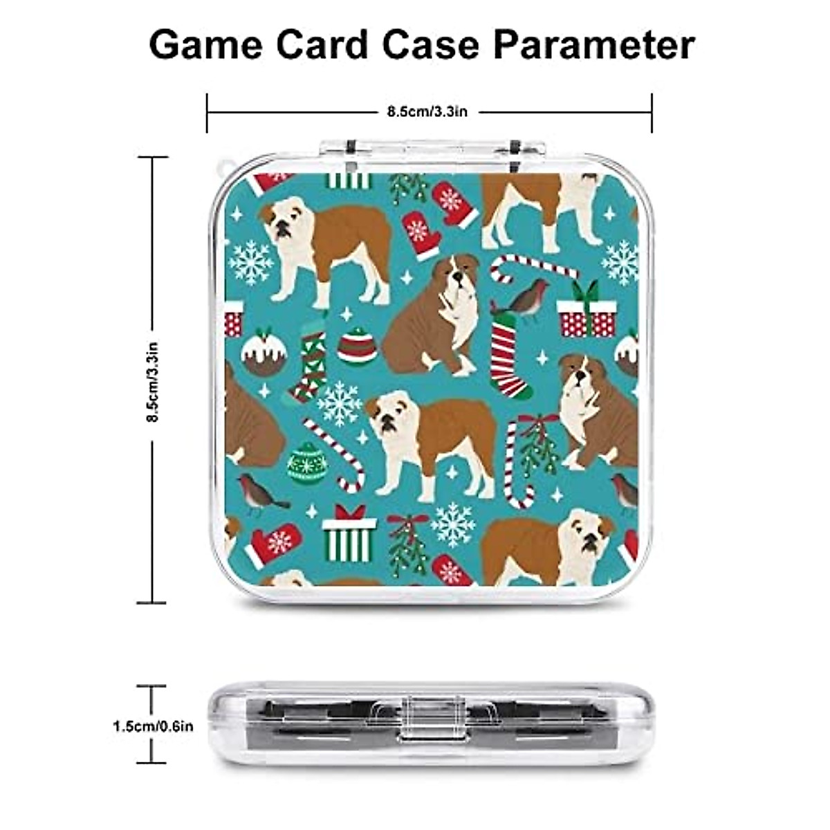 English bulldogs christmas fabric cute xmas design english bulldogs christmas fabrics cute d Game Card Case for Swítch Protective Portable Case Box with 12 Cartridge Slots