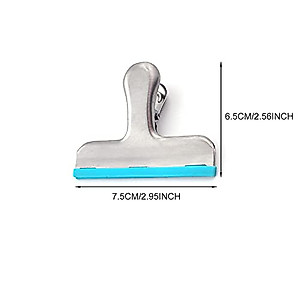 KADBLE Chip Bag Clips Covered with Silicone Covered Tips for Air Tight Seal，Heavy Duty Stainless Steel Clips for Food Packages，Set of 5