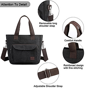 ZHIERNA Canvas Tote Purse for Women, Vintage Crossbody Shoulder Bags Small Handbag, Multi-pocket Top Handle Work Bag