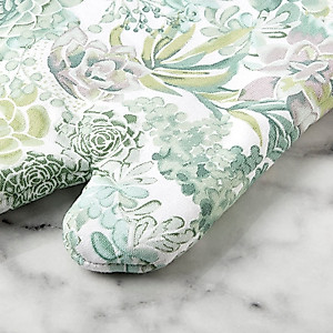 Martha Stewart Succulents Oven Mitt 2-Pack Set, Green, 7"x13"