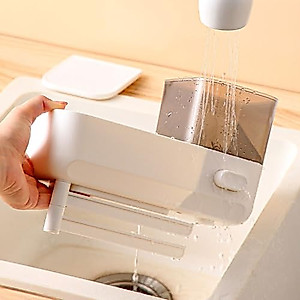 XUZHID Storage Rack,Multifunctional Sink Organiser Kitchen Soap Dispenser and Storage Rack with Drainage Systems Dishwashing Liquid Holder