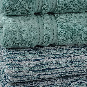 kathy ireland® 100% Cotton Hand Towels Set, 4 Piece Bathroom Towels, Ultra Soft, Highly Absorbent Luxury Hotel & Spa Towels Large Hand Towel, 600 GSM (Aqua)
