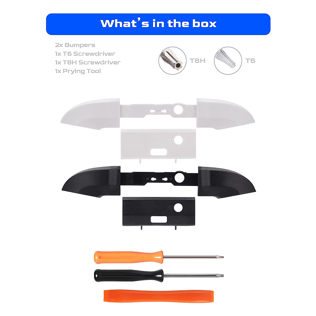 Benseager Replacement Bumper for Xbox Series X Controller, LB RB Bumper Button Replacement Parts for Xbox Series X/S Controller (Black&White)