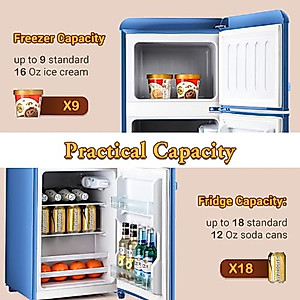 HOPDAY FLS-80G-BLUE Retro Compact Refrigerator, Blue