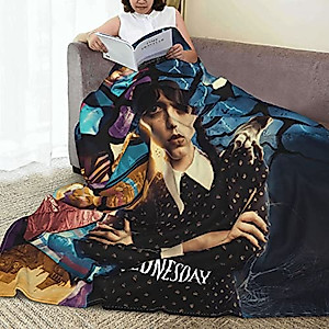Wednesday Addams Blanket Soft Flannel Fleece Throw, Fluffy Plush Warm and Cozy Lightweight Blanket for Couch, Living Room, Sofa 50"X40"