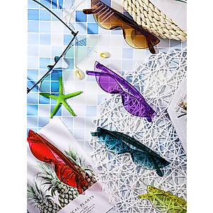 Weewooday 15 Pairs Candy Colored Rimless Sunglasses Cat Eye Colored Transparent Sunglasses for Women Men