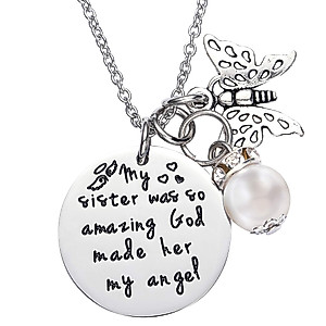 LParkin Sister Memorial Necklace My Sister Was So Amazing God Made Her My Angel Sympathy Gift (Necklace)