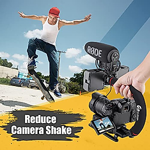 Zeadio Video Action Stabilizing Handle Grip Handheld Stabilizer with Hot-Shoe Mount for Canon Nikon Sony Panasonic Pentax Olympus DSLR Camera Camcorder