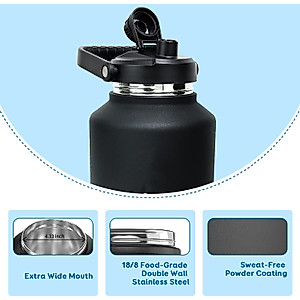 Liu-jo 1.5 Gallon Vacuum Insulated Water Bottle, 192oz Stainless Steel Water Jug with Handle, 18/8 Food-Grade Beer Growler with Carrying Bag and Two Stainless Steel Cups, Hot Cold Thermo Canteen Mug