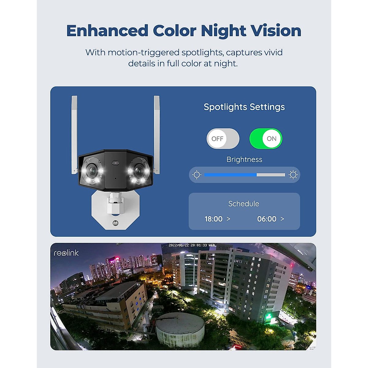 REOLINK 4K WiFi Security Camera with Ultra-Wide Angle, 2.4/5 GHz Plug-in WiFi Outdoor Camera, Smart Human/Vehicle/Pet Detection, Color Night Vision, Two-Way Audio, IP66 Waterproof, Duo 2 WiFi