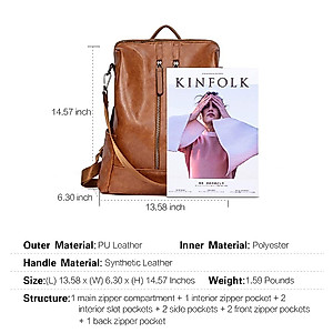 CLUCI Women Wallet Soft Leather Designer Trifold Multi Card Organizer Lady Clutch Women Backpack Purse Leather Fashion Travel Casual Detachable Shoulder Bag Oil Wax Brown