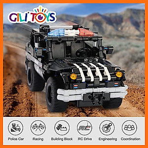 GILI 2 in 1 Remote Control Building Car Kit(355pcs), Black Police Car Stem Model Projects Toy for Kids Ages 8-12, Best Christmas Birthday Gifts for 6, 7, 9, 10, 11 Year Old Boys Girls