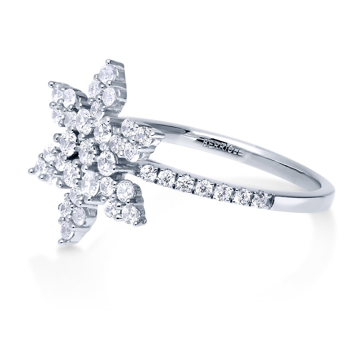 BERRICLE Sterling Silver Snowflake Cubic Zirconia CZ Fashion Ring for Women, Rhodium Plated Size 6