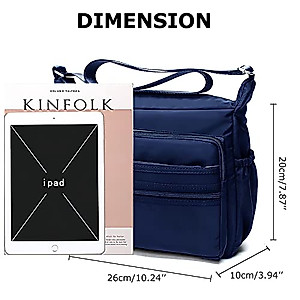 LassZone Women Tote Bag Nylon Waterproof Shoulder Bag Multi-Pocket Casual Shopping Handbag Large Capacity Women Wallet Bags