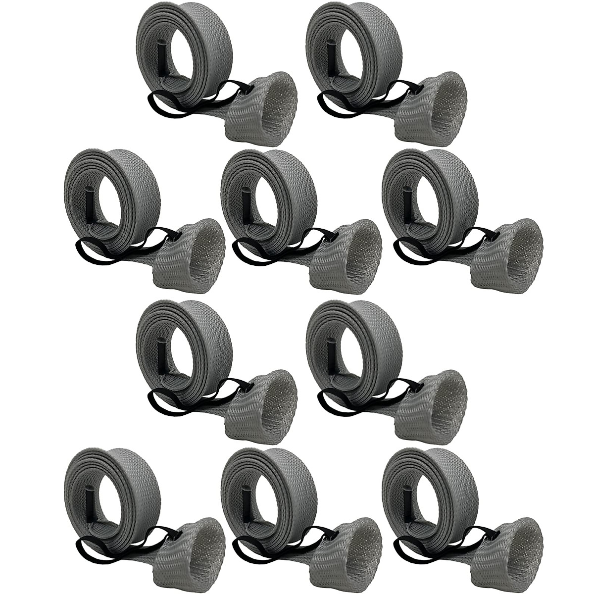 FASANIY Fishing Rod Sock Mesh Sleeve Rod Cover Braided Mesh Rod Protector Pole Gloves Fishing Tools for Fly, Spinning, Casting, Sea Fishing Rod (Silver Gray Color Set (10pc))