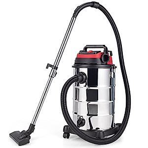 COSTWAY 3-in-1 Wet/Dry Vacuum Cleaner with Blower, 9-Gallon 6 Peak HP Vacuum with Stainless Tank, Flexible Wheels, Portable Shop Vacuum Cleaner for Workshop, Car, Garage, Home, 1200W