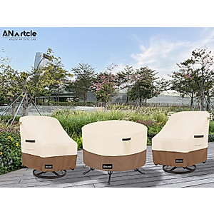 ANartcle Round Patio Table Covers 50inch,100% Waterproof 600D Heavy Duty Round PatioTable Cover,Round Patio Table Covers for Outdoor Furniture,50&quot; Dia x 23&quot; H,Beige&amp;Brown.