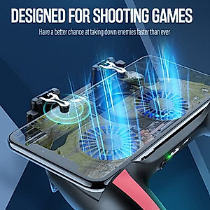 Mobile Game Controller with 4000mAh Power Bank & Cooling Fan, Phone Game Controller with L1R1 Triggers Joystick for PUBG/Call of Duty/Fortnite, Phone Gaming Grip Gamepad for 4.7-7" Android iOS Phone