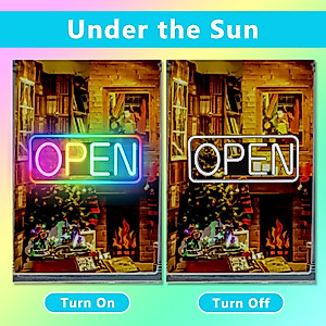 Led Open Sign, 21×10 inch Neon Open Sign with Remote, Color Changing & Scrolling Modes, Adjustable Brightness and Speed RGB Open Signs for Business Bar Restaurant Hotel Storefront Window