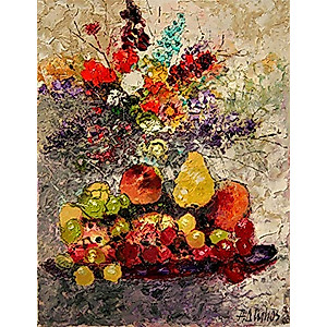 (SOLD) The Still Life - fruit and flower still life by internationally renown painter Andre Dluhos