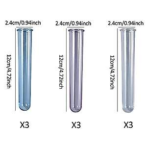 FineInno 9 Pcs Test Tubes, Plastic Plant Propagation Station Silicone Molds Transparent Tubes, Flowers Acrylic Test Tubes Round for Casting Mold