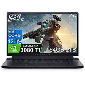 Alienware x17 R2 Gaming Laptop (2024) 17.3" 480Hz FHD (Intel 20-Core i9-12900H, 64GB DDR5 RAM, 2TB SSD, NVIDIA GeForce RTX 3080 Ti 16GB) Per-key RGB Backlit, Thunderbolt, Win 11 Home, Lunar Light