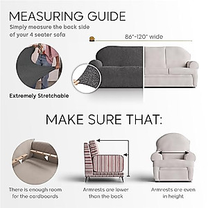 PAULATO BY GA.I.CO Sofa Slipcover - Stretch Sofa Cover - 4 Seater Couch Protector Cover for Pets and Kids - Shiny Soft Velvet Couch Slip Cover - Easy to Clean Sofa Slipcovers - Fuco Velvet - Navy Blue