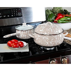 Golden Rabbit Enamelware - 4qt Dutch Oven (Taupe Swirl)