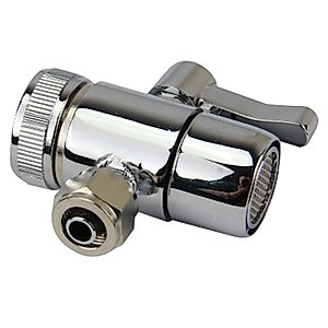 YZM diverter valve for counter top Water Filters Faucet Adapter, 55/64"-27 Female thread with push on 3/8 inch tubing (3/8 Adapters,Chrome)