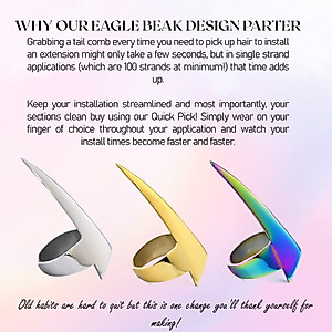 Cross Edge Pro Hair Parting & Sectioning Rings - Stainless Steel Finger Braiding Pick Tools Installation of Remy Human Extensions Styling (Multi Rainbow Titanium Color)