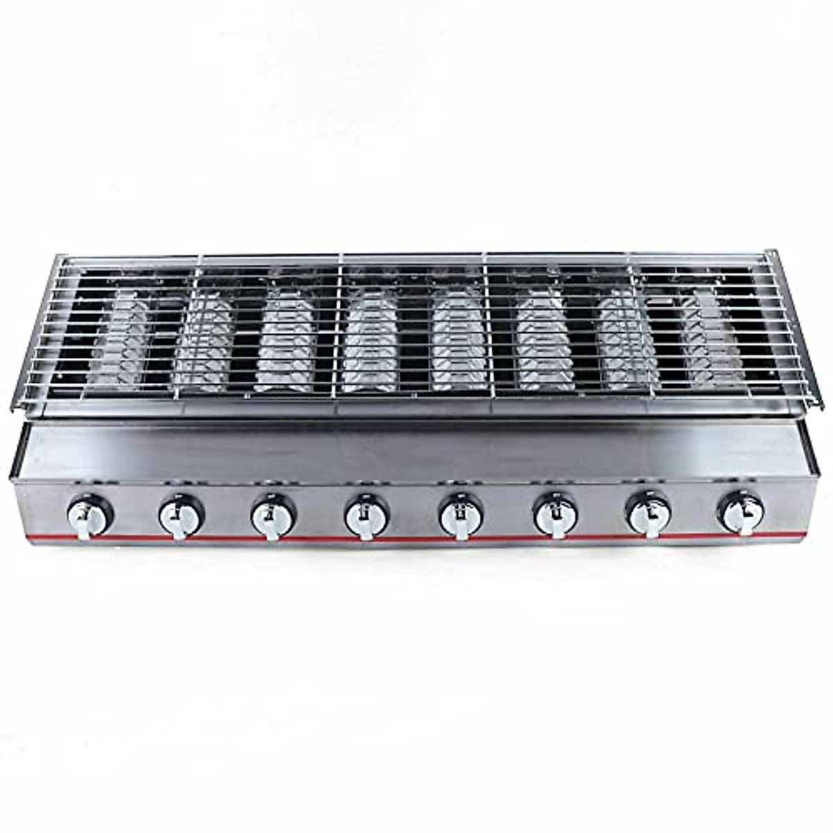 Gas Grill BBQ Gas Grills 8 Burner BBQ Grill Outdoor Party Cooker Stainless Steel Barbecue Grill Commercial Gas Grill Burners Cooker Smokeless for Camping Picnics