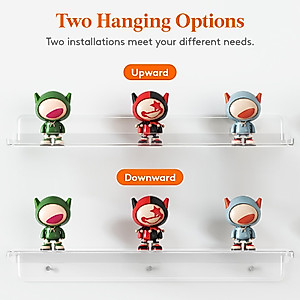 Lifewit Floating Shelves for Wall, 6 Pack 15" Clear Acrylic Shelf Room Decor for Book/Figures/Photo/Makeup in Bathroom, Book Shelf, Living Room, Bedroom, Kitchen Storage and Organization