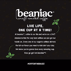 beaniac Organic Downtime Decaf Swiss Water Decaffeinated, Medium Roast, Single Serve Compostable K Cup Coffee Pods, Organic Arabica Coffee, Keurig Brewer Compatible, 30 Count