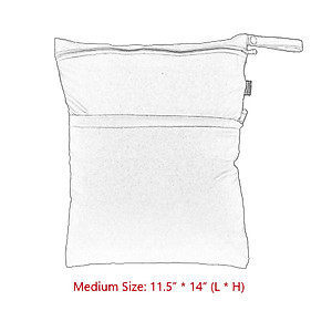 Damero 2 Pack Travel Wet Dry Bag Organizer with 2 Pockets and Handle for Cloth Diaper, Baby Clothes, Pumping Parts, Swimsuit and More, Cute and Spacious, Easy to Grab and GO(Medium, Green+Light Blue)