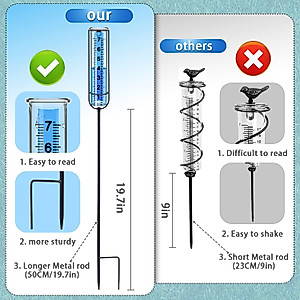 Richene Rain Gauge Upgrade, 7" Freeze-Proof Glass Rain Gauge Outdoor, Large Clear Numbers and Adjustable Height - Stylish and Practical Rain Measuring Tool for Garden, Lawn, Patio, and Farm Use