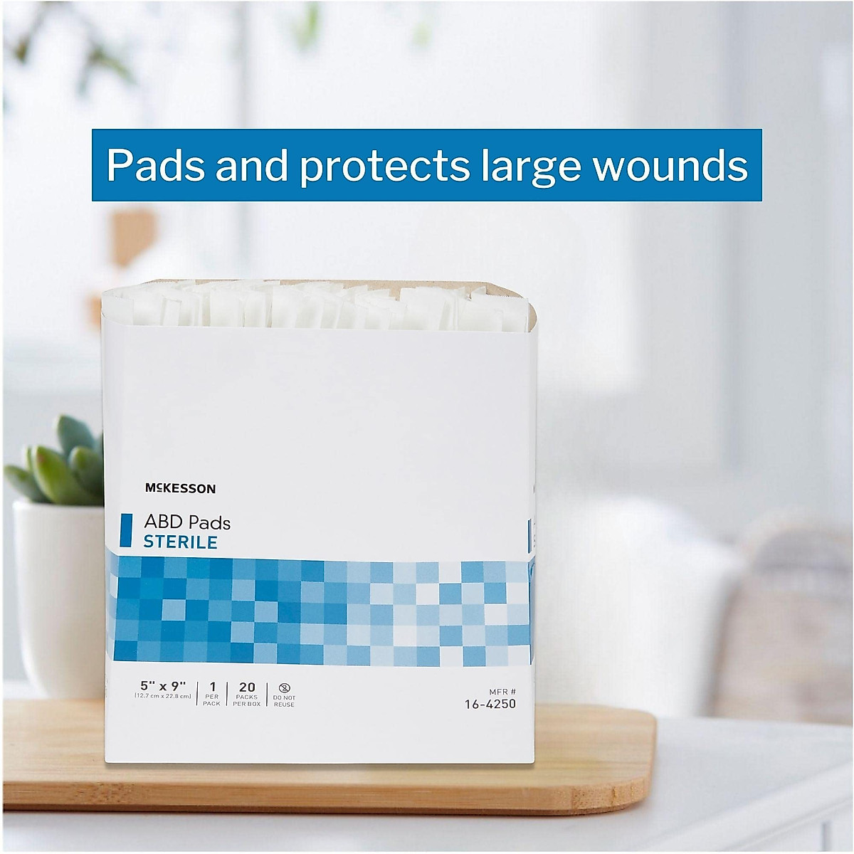 McKesson Abdominal Pads, Sterile, Nonwoven Cellulose, 5 in x 9 in, 20 Count, 1 Pack