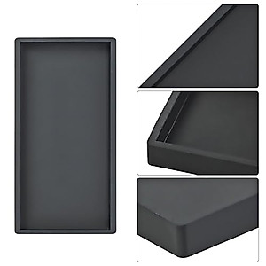 Bustlinrd 7.8'' Silicone Bathroom Vanity Tray Countertop Rectangle Soap and Sponge Holder Shatterproof Flexible Bathroom Tray Lotion Bottles, Perfume, Jewelry, Candle, Key Trinket Ring, Black