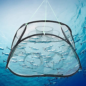 Folded Fishing Trap, Foldable Fish Minnow Crab Crayfish Crawdad Shrimp Net Trap Cast Net Dip Cage Collapsible Easy Use Fishing Accessories(9驴脳), Fishing Tools Net Folding Hand Throw Catch Fish Tra