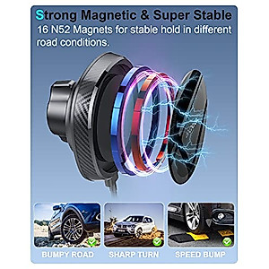 OQTIQ Magnetic Wireless Car Charger Mount for MagSafe Cup Holder Car Phone Mount Charger Adjustable Fast Charging with Cooling Fan Compatible with iPhone 14 13 12 Pro Max Mini [with QC 3.0 Adapter]