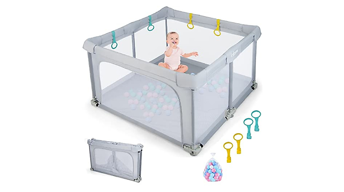 INFANS Foldable Baby Playpen: Safe & Spacious Activity Center