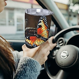 quopvn Butterfly Clocks Print 20oz Car Cup Ps Material Lid, Perfect For Hot & Cold Drinks