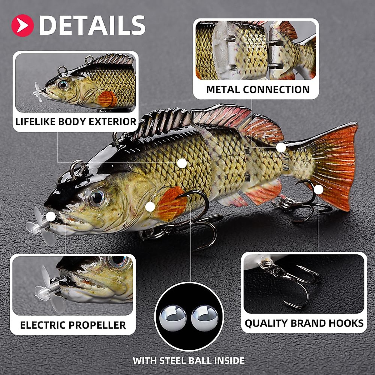 Robotic Swimming Lure 3.9” Electronic Lures USB Rechargeable LED Light 4 Segment Multi Jointed Swimbait Fishing Tackle for Bass Trout Pike (Hybrid Striped Shad Specialty)