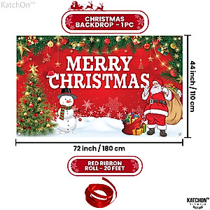 KatchOn, Christmas Banner for Christmas Decorations - XtraLarge, 72x44 Inch | Merry Christmas Backdrop for Christmas Party Decorations | Christmas Party Banner | Christmas Wall Banner for Photography