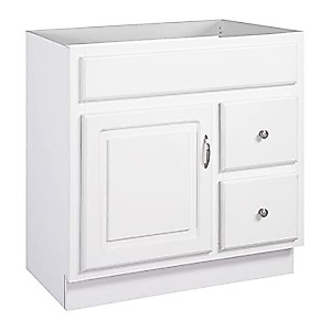 Design House Concord 30 Inch Bathroom Vanity, Ready to Assemble, Solid Wood, White, 587014