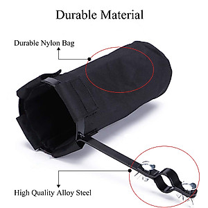 WOTLLA Drum Stick Bag, Nylon Drumstick Bag Removable, Drumstick Holder with Clamp-On Lockable Alloy Steel Heavy Duty Clamp for Drumsticks Mallets Up to 10 Pairs, Black