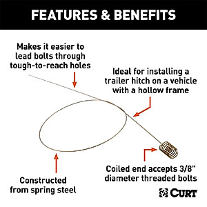 CURT 58390 18-Inch Trailer Hitch Fish Wire for 3/8-Inch Diameter Bolts, YELLOW ZINC