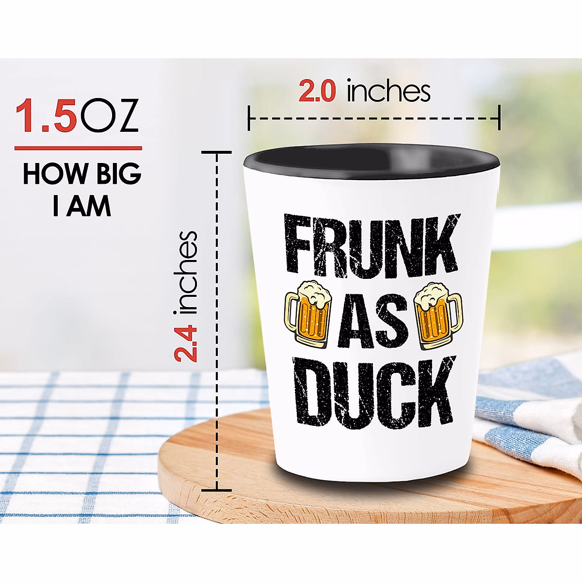 Flairy Land Funny Sarcasm Shot Glass 1.5oz - Frunk As Duck - Funny Alcoholics Cocktail Wine Beer Jokes Silly Drinker Adult Humor Laugh Gag Bestie