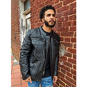 Mens Motorcycle Leather Riding Jacket | Leather Motorcycle Biker Jacket Men (XL)