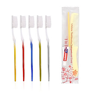fafortune 20pcs Disposable Toothbrushes with Toothpaste and Comb for Homeless Individually Wrapped-Suitable for Hotel,Air Bnb,Shelter/Homeless/Nursing Home/Charity（20 pcs）